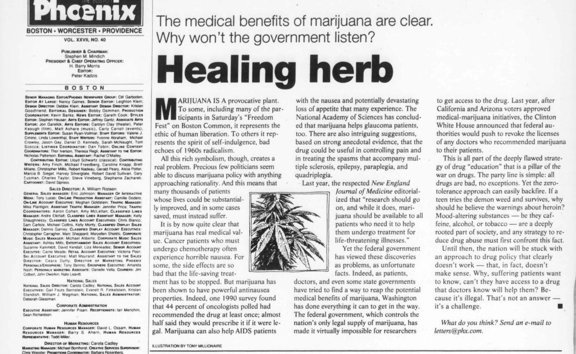 Remembering The Boston Phoenix For Its Cannabis Coverage | Talking ...
